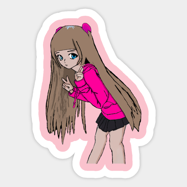 Cute Anime Girl Peace Sign Cute Anime Girl Sticker Teepublic